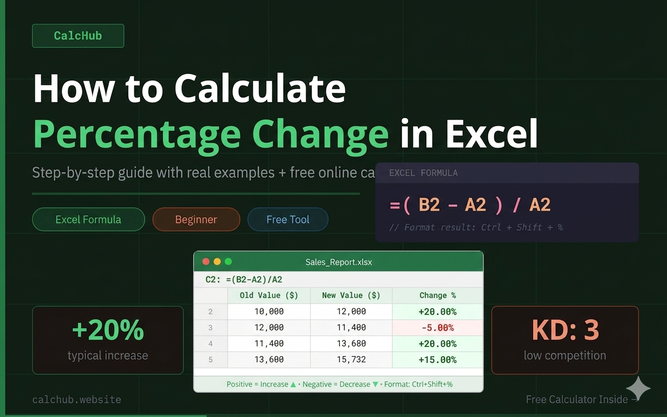 Percentage Increase Formula in Excel — Complete Guide - Calchub